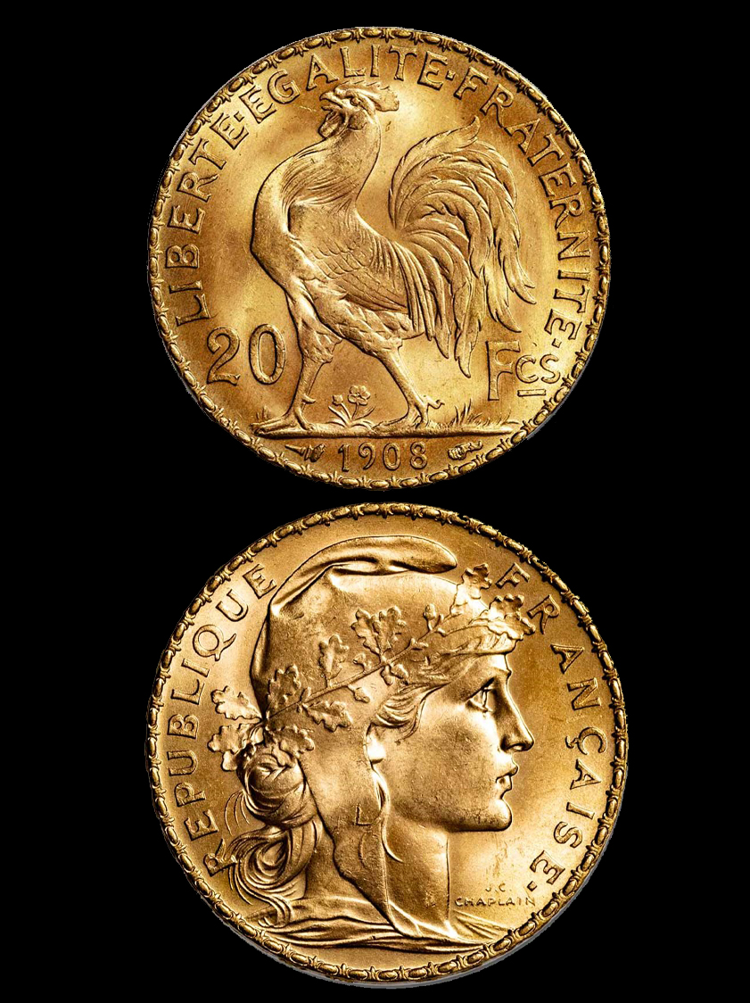 France Gold 20 Francs French Rooster Coin | SW22778