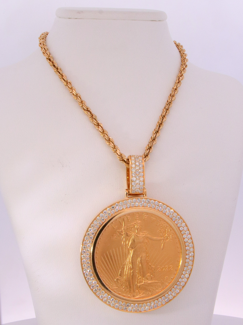 LADY LIBERTY 22K COIN WITH Diamond FRAME | SW17222